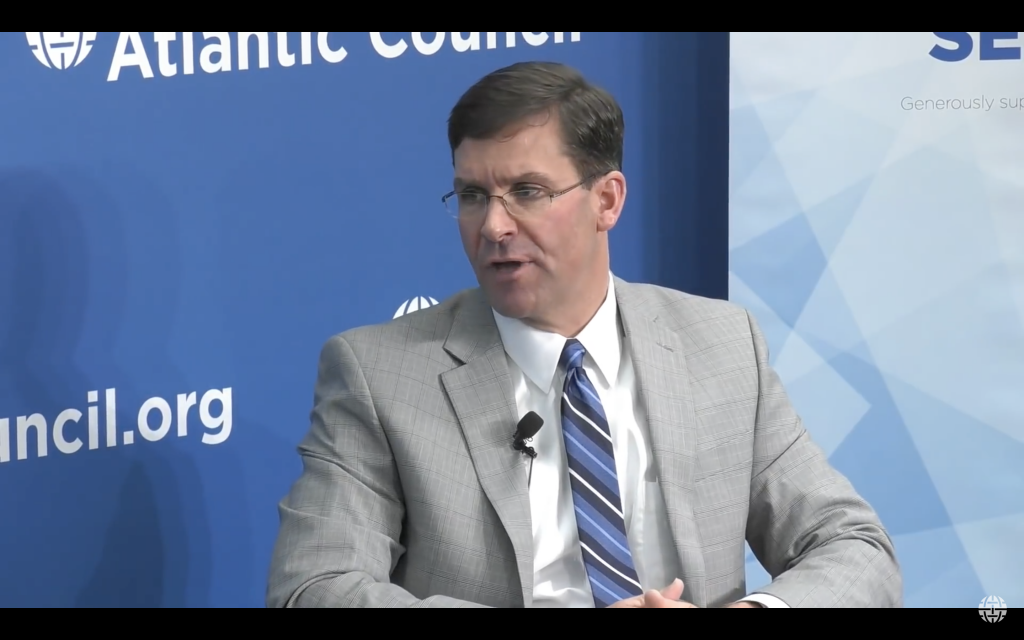 US Army's Esper at Atlantic Council on Great Power Competition ...